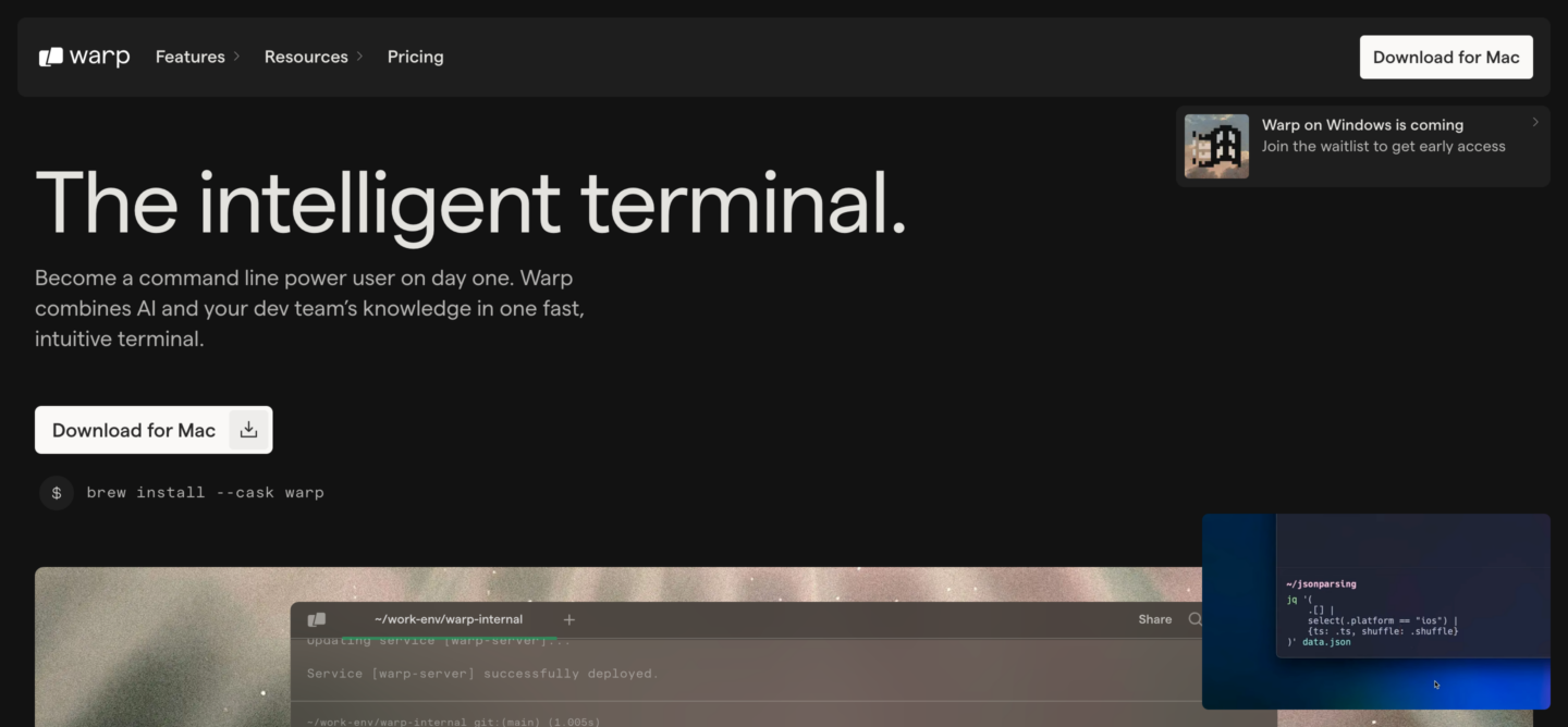 Warp Dev on Minimal Gallery
